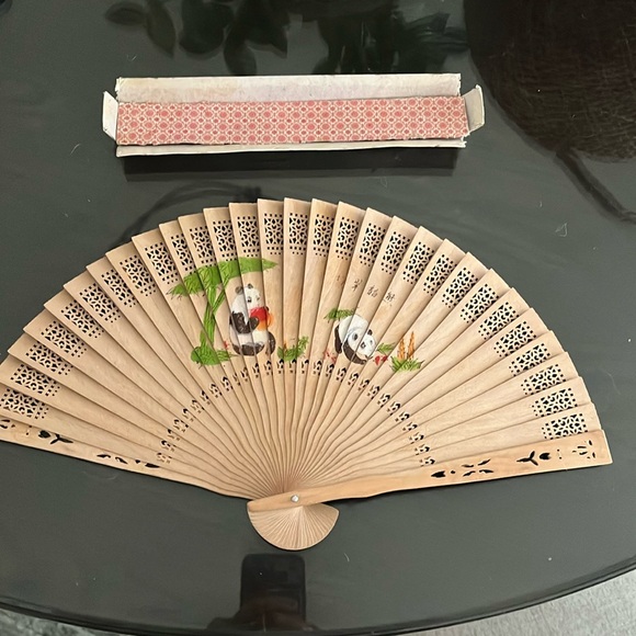 Antique | Accessories | Antique Japanese Hand Fan Panda Celluloid ...